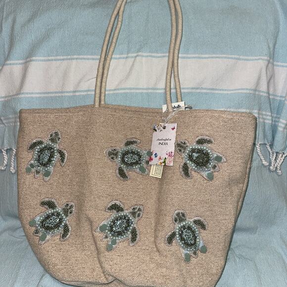 Unbranded | Bags | Made In India Sea Turtle Beaded Tote Bag Purse ...